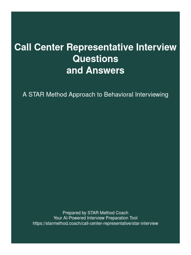 STAR Method for Call Center Interviews | PDF | Artificial Intelligence ...