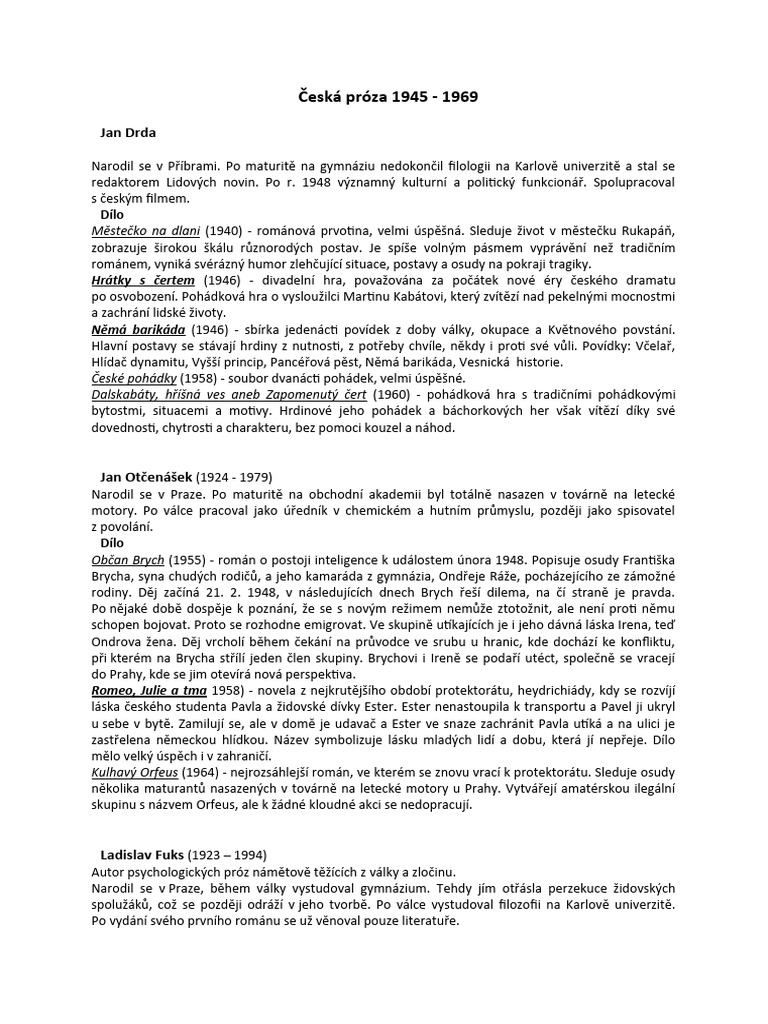 Česká Próza 1945-69 | PDF