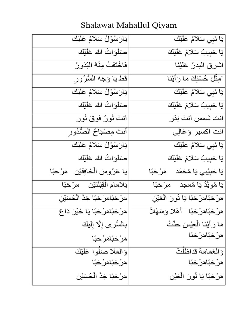 sholawat mahalul qiyam | PDF