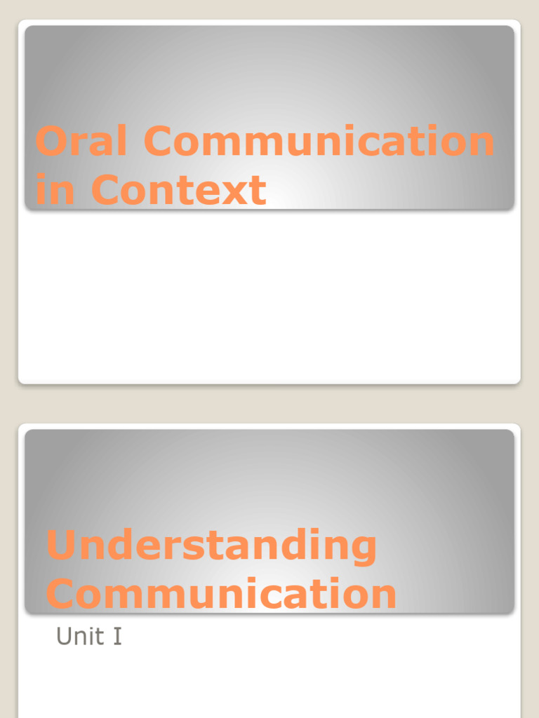 Oral Communication in Context | PDF