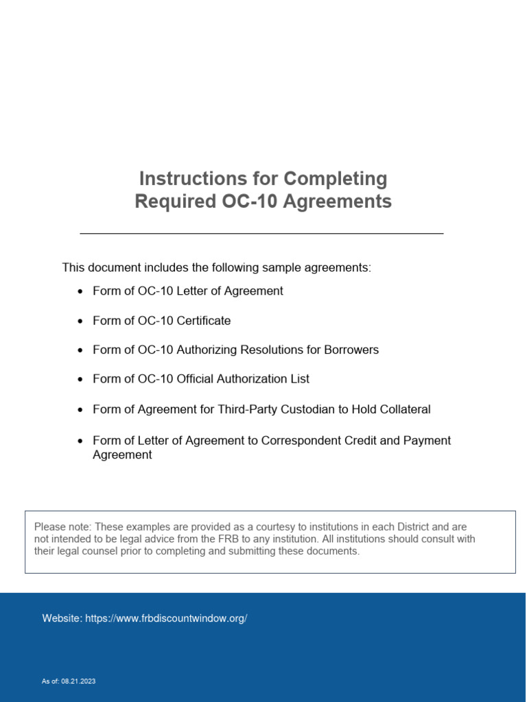 OC10 Agreements Guide | PDF | Security Interest | Collateral (Finance)