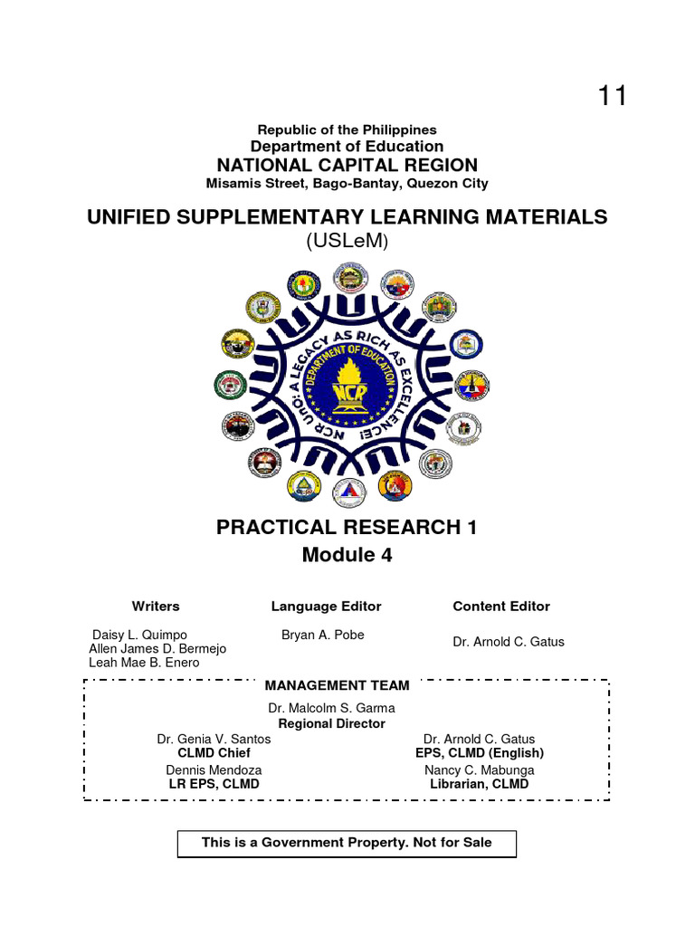 Practical Research 1 Module 4 Guide | PDF | Methodology | Sampling ...