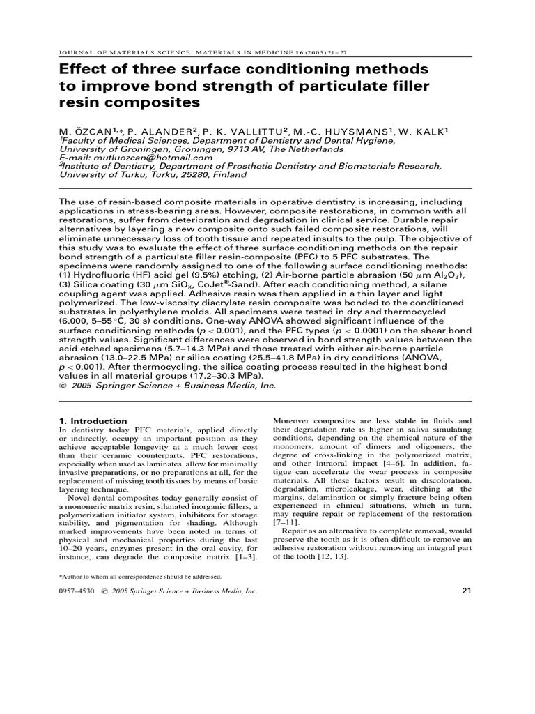 Effect of Three Surface Conditioning Methods To Improve Bond Strength ...