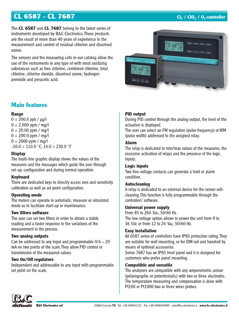 CL 6587 & CL 7687 Chlorine Controllers | PDF | Chlorine | Relay