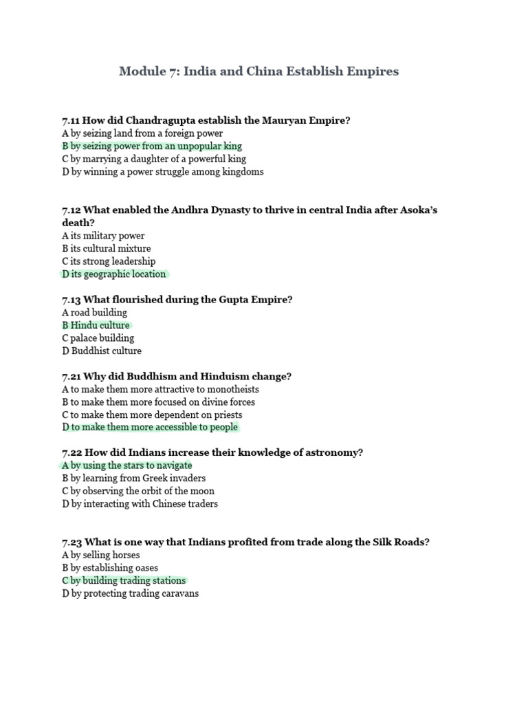 Module 7: India and China Establish Empires | PDF | China | World Politics