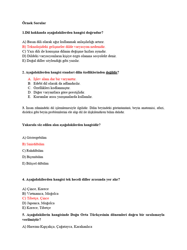 Ã Rnek Sorular | PDF
