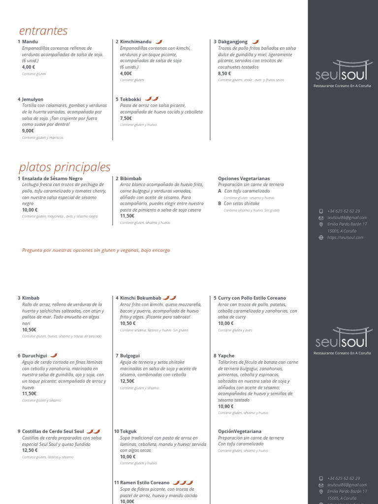 Carta Seul Soul | PDF | Cocina coreana | Curry