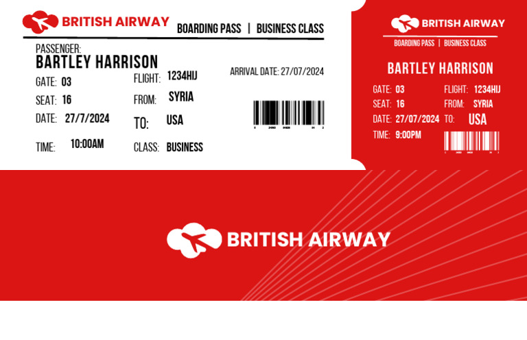Red White Modern Minimalist Boarding Pass Flight Ticket PDF | PDF