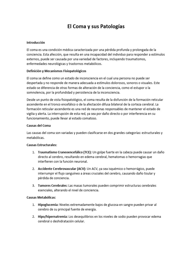 Ensayo Coma 2 | PDF | Coma | Conciencia