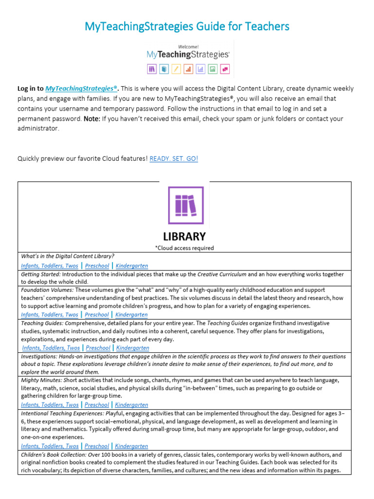 MyTeachingStrategies Guide For Teachers | PDF | Preschool | Kindergarten