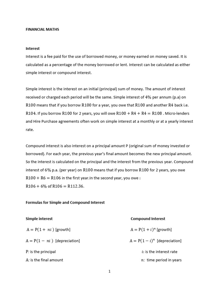 Topic 11-Financial Maths | PDF | Interest | Present Value
