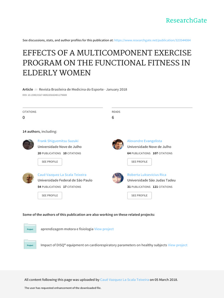 Effects of A Multicomponent Exercise Program On The Functional Fitness in Elderly Women | PDF ...