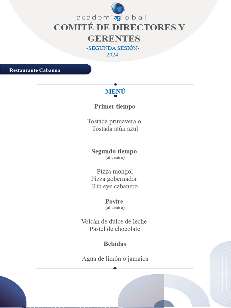 Menú del Restaurante Cabanna 2024 | PDF | Postres | Cocinando