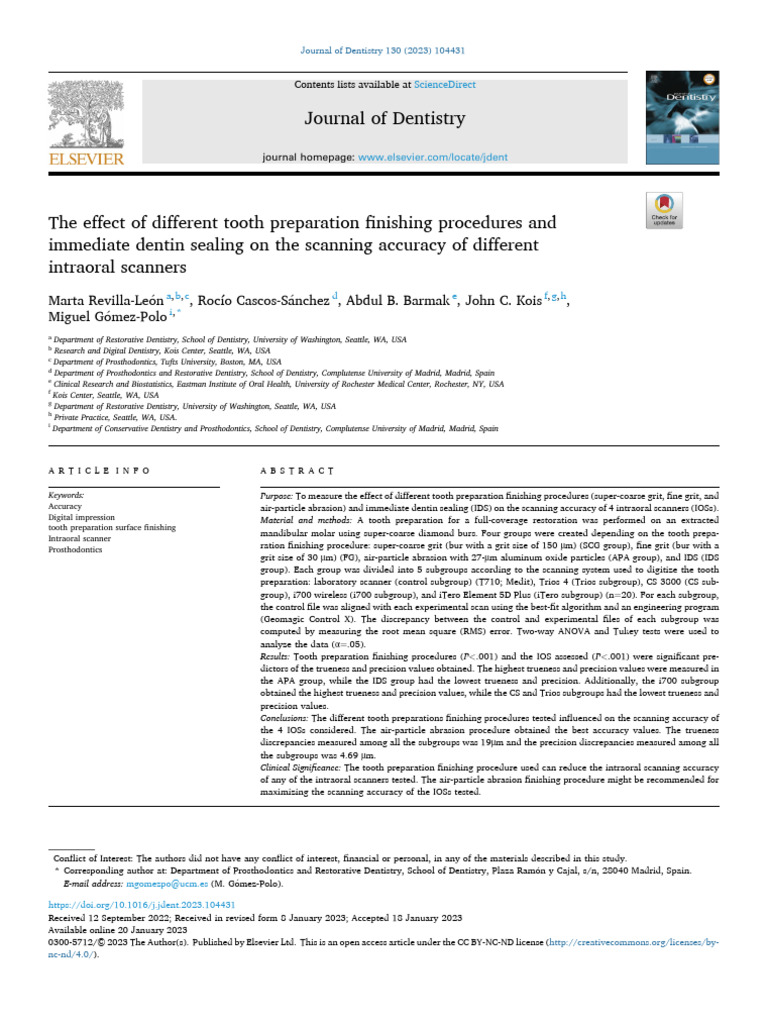 The Effect of Different Tooth Preparation Finishing Procedures and ...