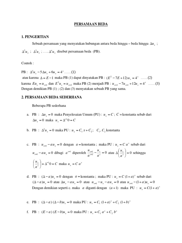 Persamaan Beda Hingga | PDF | Metode & Bahan Ajar