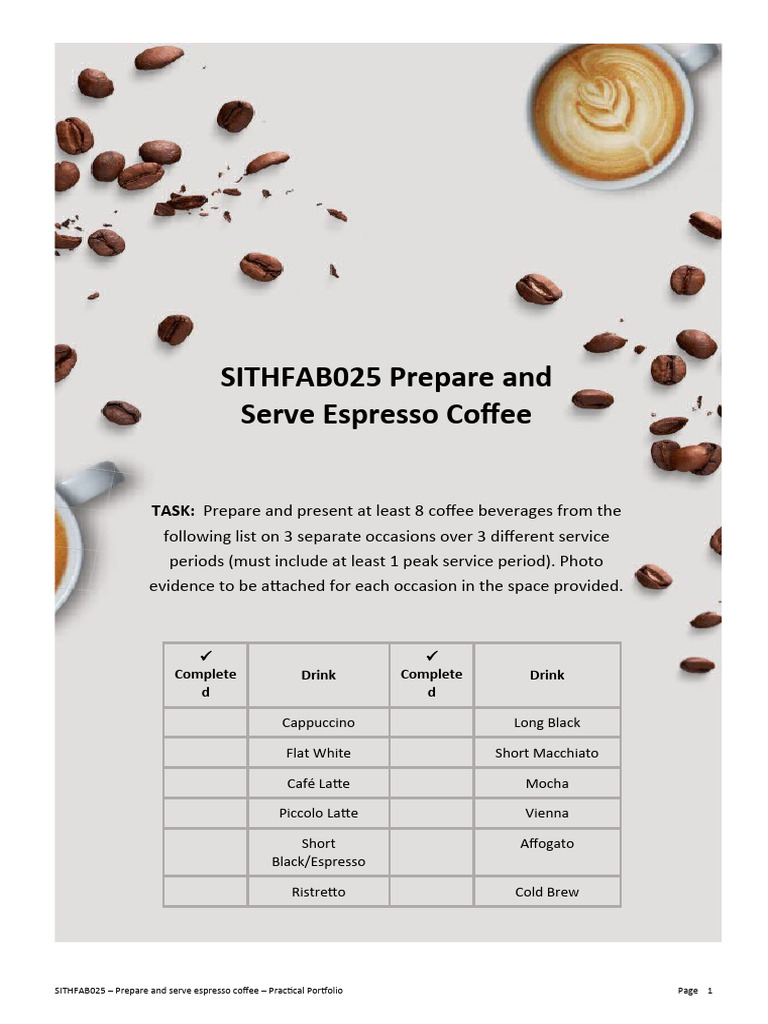 Practical Tasks Worksheet | PDF | Non Alcoholic Drinks | Caffeinated Drinks