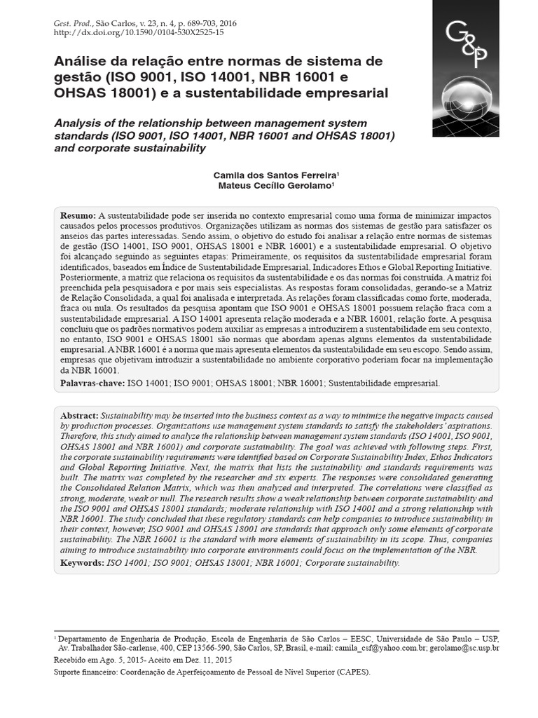 04análise Da Relação Entre Normas de Sistema de Gestão (ISO 9001, ISO ...