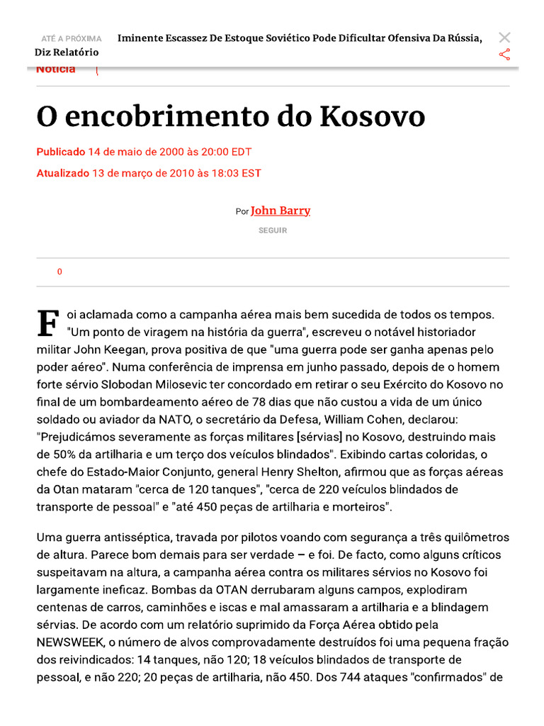 Analise Bombardeio Kosovo | PDF