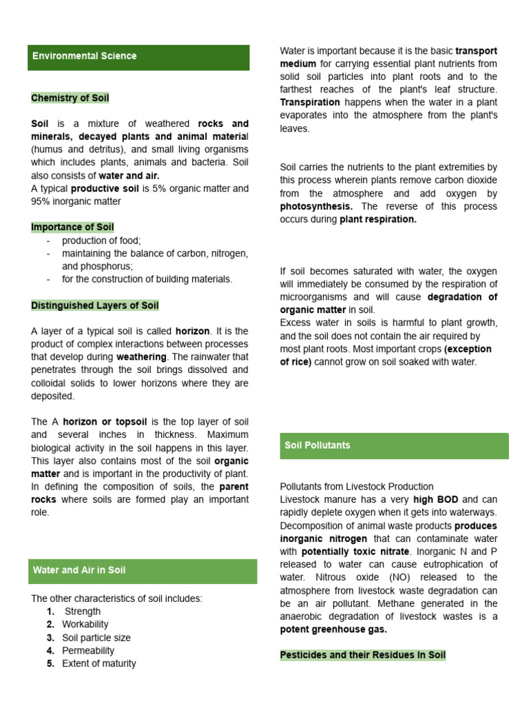 Environmental Science - Soil | PDF | Soil | Water Pollution