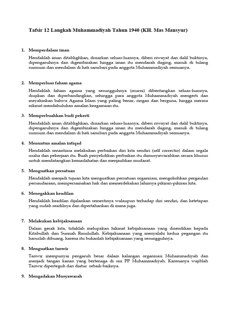 Tafsir 12 Langkah Muhammadiyah Tahun 1940 | PDF | Agama & Spiritualitas