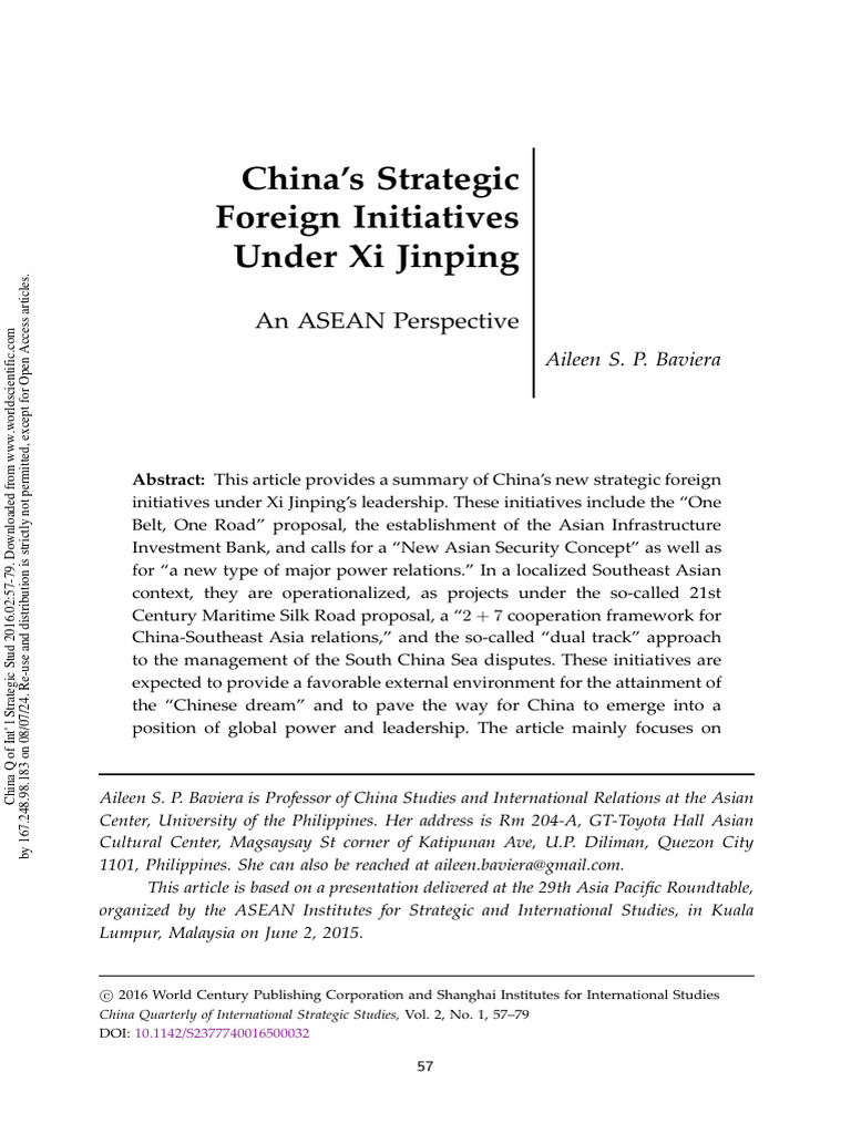 Baviera 2016 China S Strategic Foreign Initiatives Under Xi Jinping ...