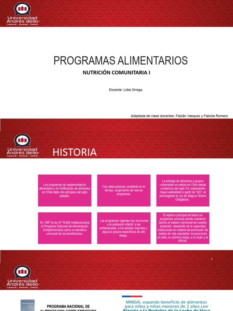 Clase Programas Alimentarios 2024 | PDF | Alimentos | Nutrición