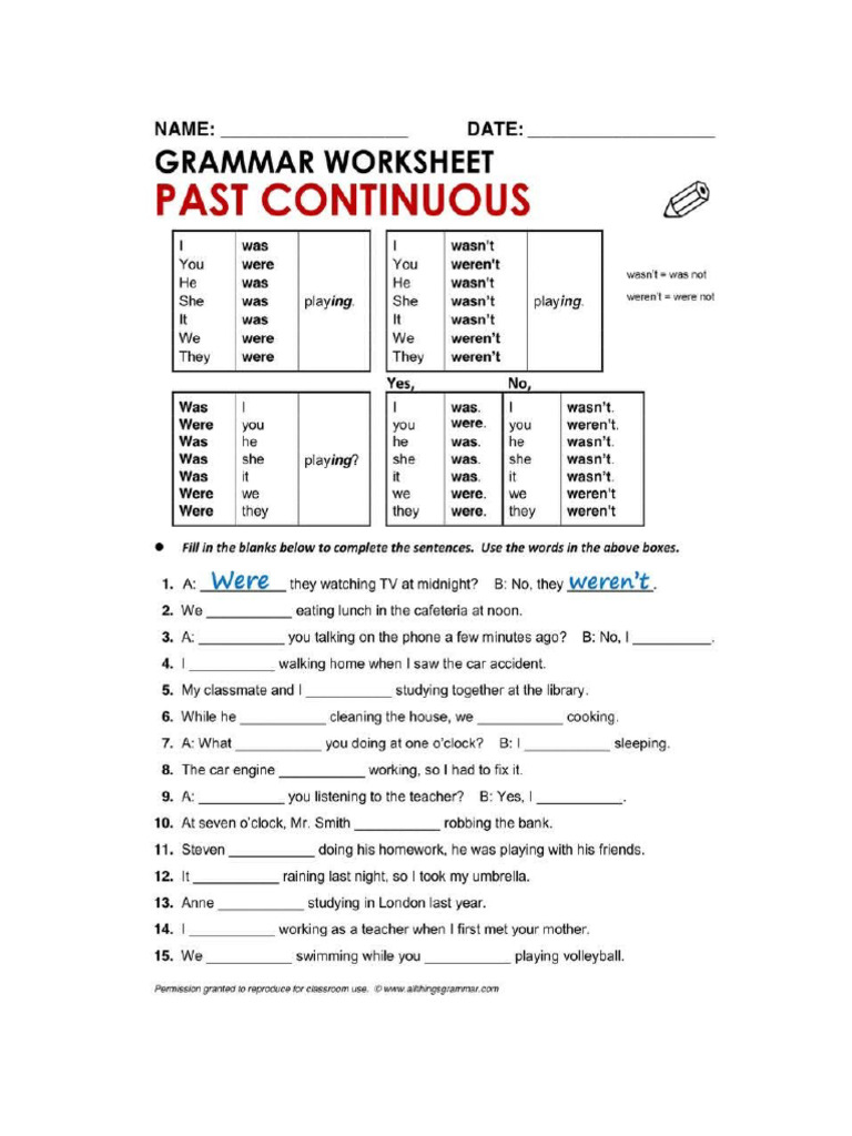 PAST CONTINUOUS | PDF