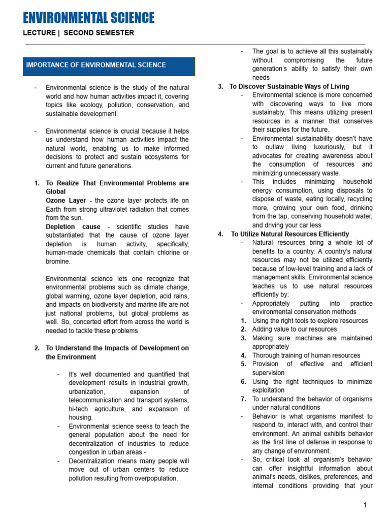 ENVIRONMENTAL SCIENCE | PDF | Forests | Biodiversity