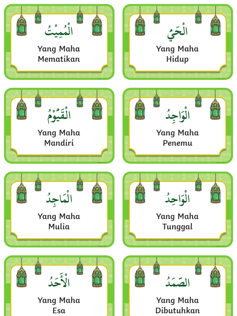 Id Re 1691725142 Flashcard Asmaul Husna 61 99 Name of Allah SWT 61 99 ...