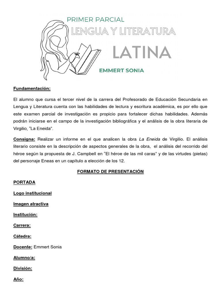 Examen Parcial de Lengua y Literatura Latina 2023 | PDF | Virgilio | Eneida