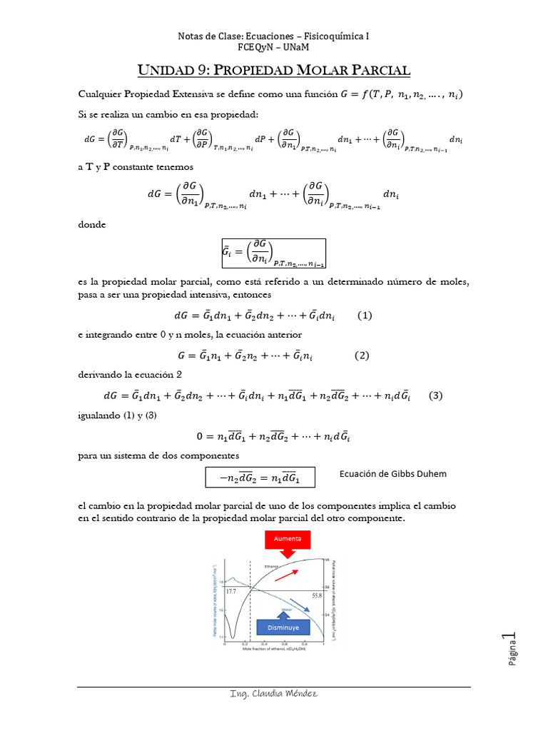 Propiedad Molar Parcial en Fisicoquímica | PDF | Solubilidad | Ecuaciones
