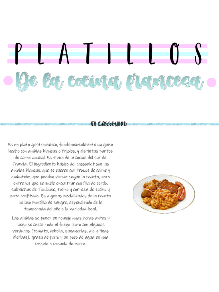 Platillos de La Cocina Francesa | PDF | Alimentos | Cocina