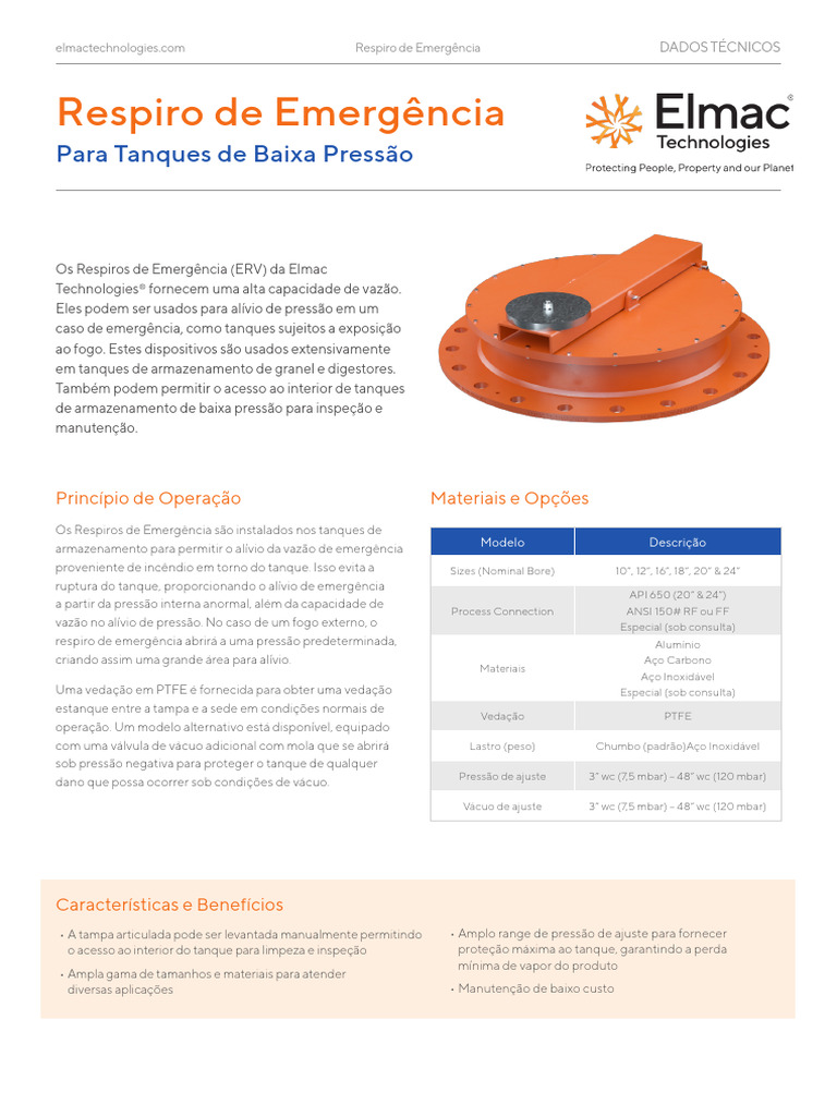 ELMAC - ERV - Respiro de Emergência BAIXA PRESSÃO | PDF