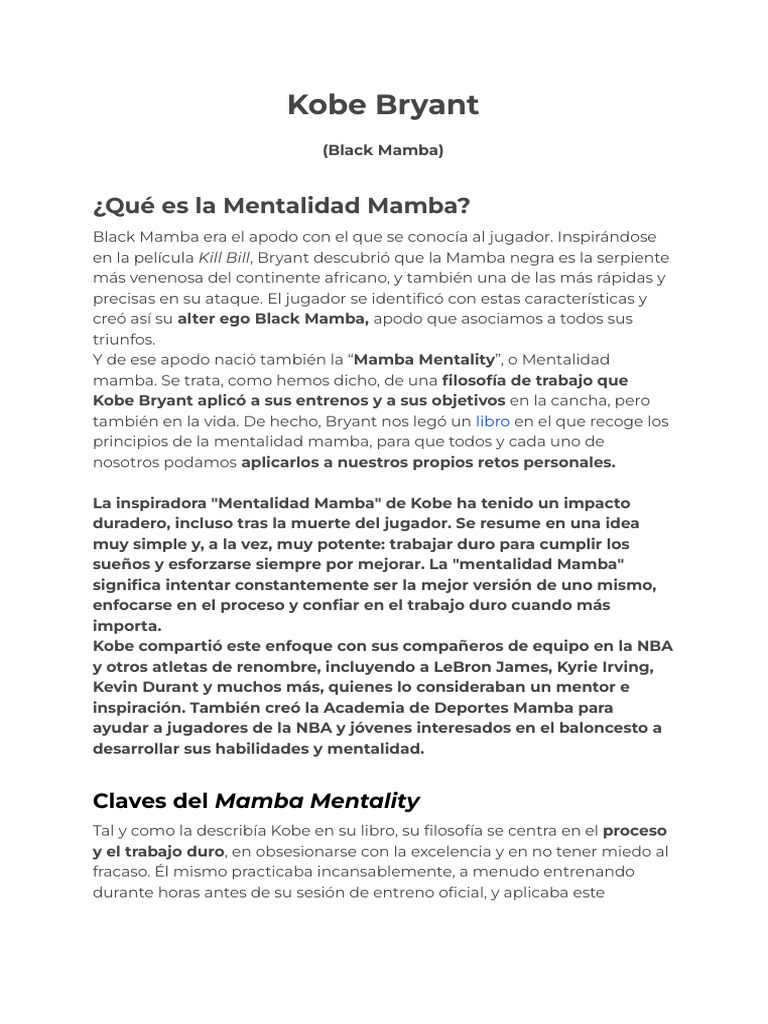 Kobe Bryant (Black Mamba) | PDF | Kobe Bryant