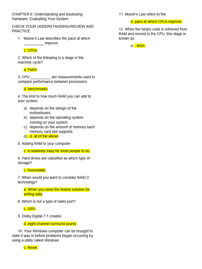 Understanding and Assessing Hardware - Evaluating Your System | PDF