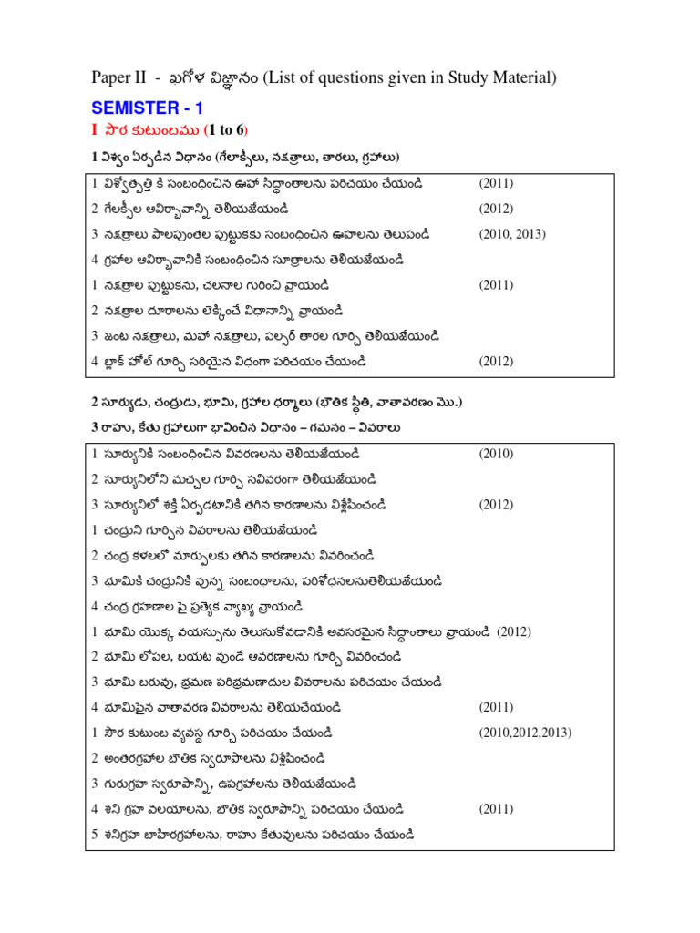PaperII SEM1 Questions List | PDF | Technology & Engineering