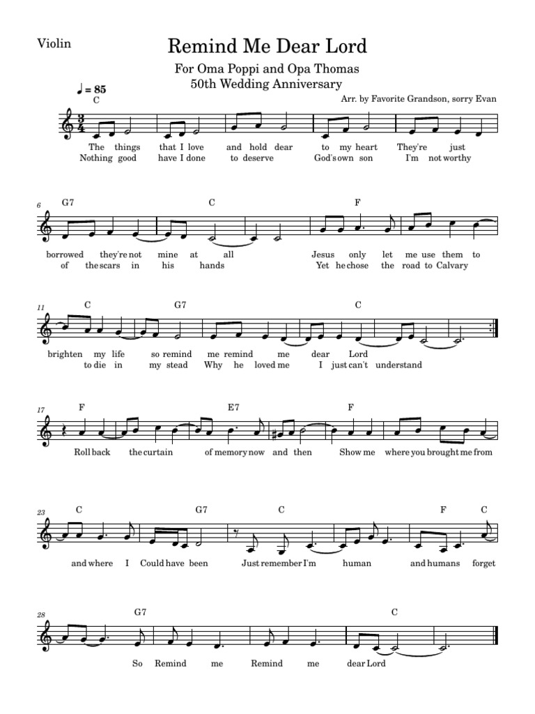 Remind Me, Dear Lord Violin | PDF | Religious Belief And Doctrine ...