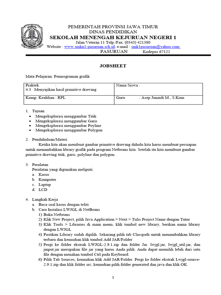 Jobsheet Grafik Primitf Drawing | PDF