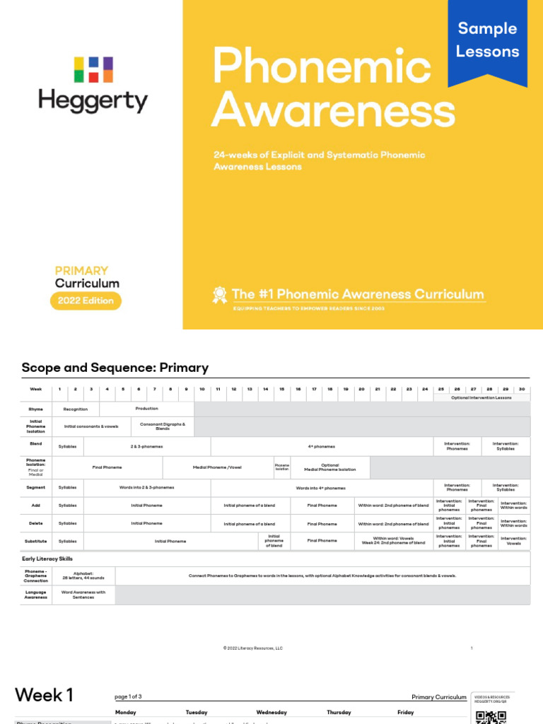 Heggerty Primary Curriculum Overview | PDF | Phoneme | Consonant