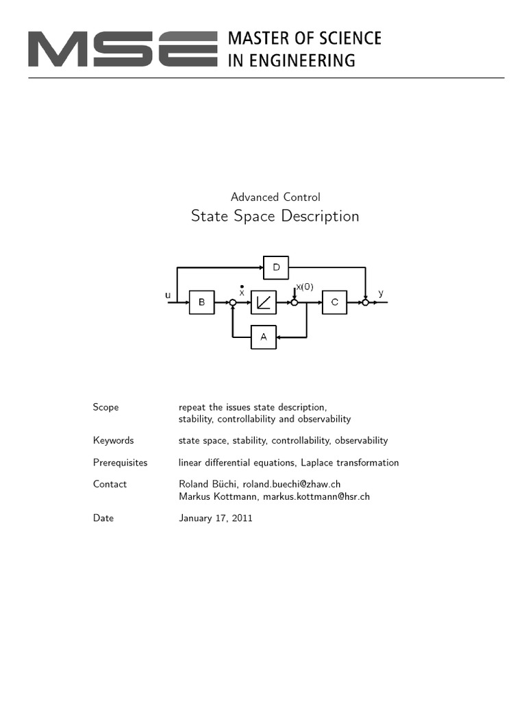 State Space Control: Stability & Observability | PDF | Mathematical ...