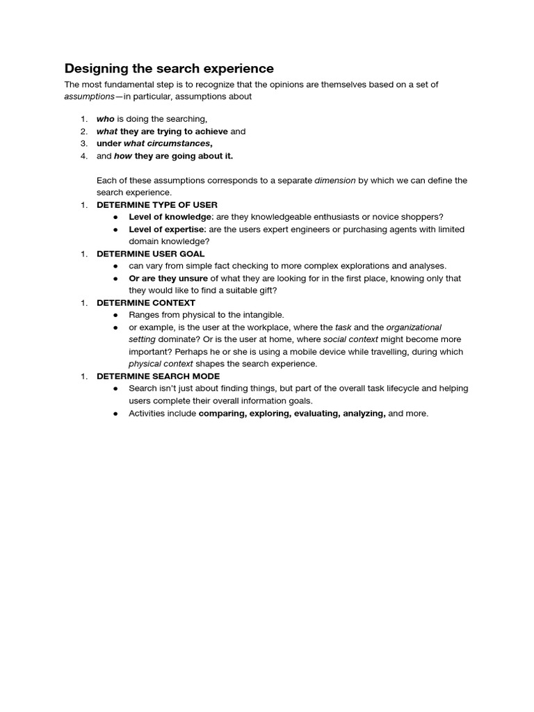 Designing The Search Experience | PDF