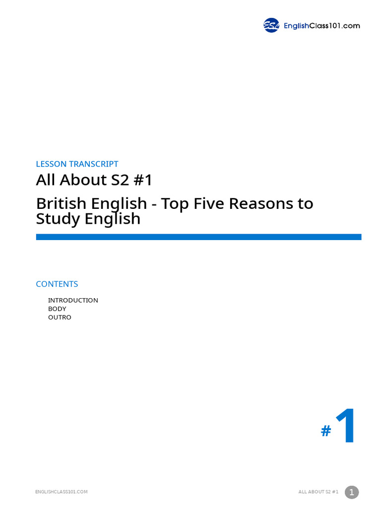Top 5 Reasons to Study English | PDF | English Language | Languages
