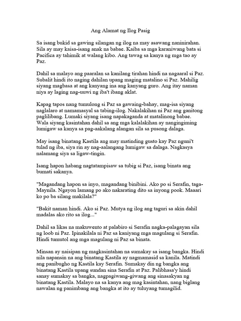 Ang Alamat NG Ilog Pasig | PDF