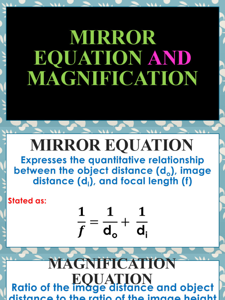 Mirror Equation | PDF | Glass Engineering And Science | Electromagnetic ...