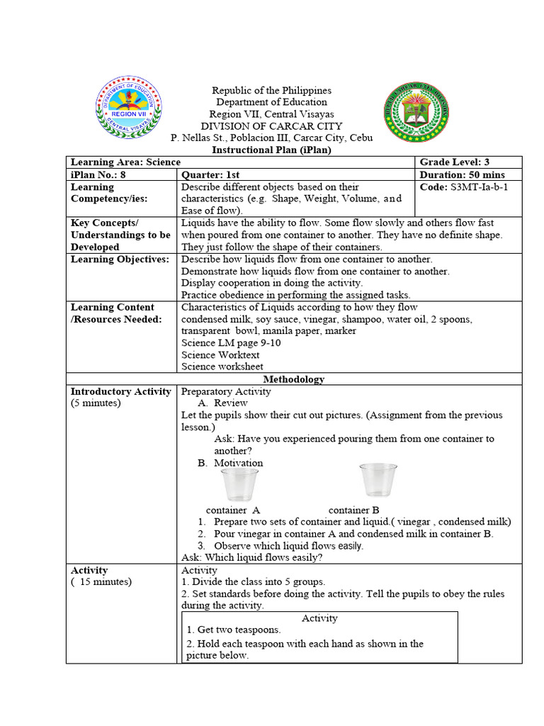 Grade 3 Science iPlan: Liquid Flow | PDF | Liquids | Water