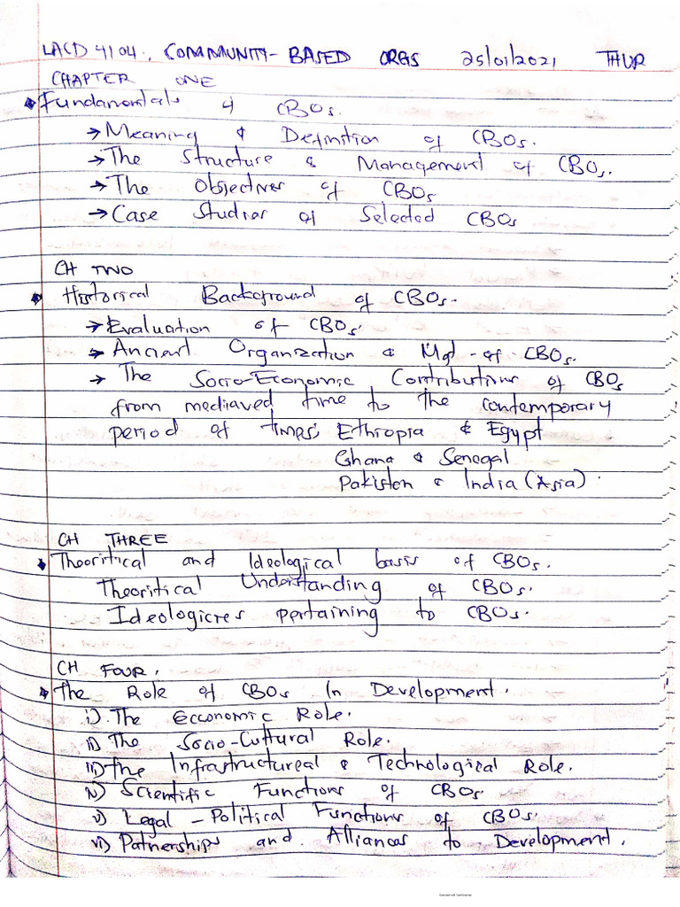 Community Based Organizations Notes | PDF