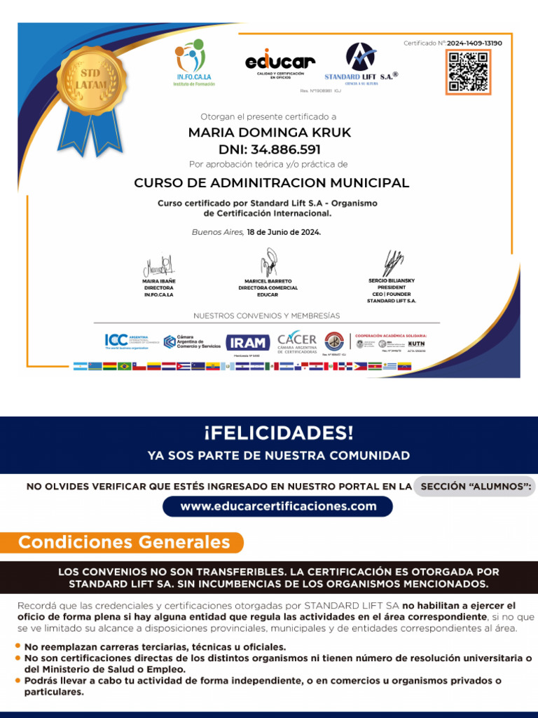 Kruk - Maria Dominga - Certificado | PDF