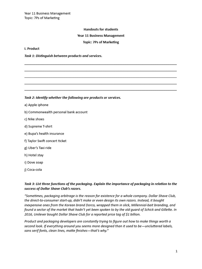Year 11 Marketing: 7Ps Overview | PDF | Pricing | Sales
