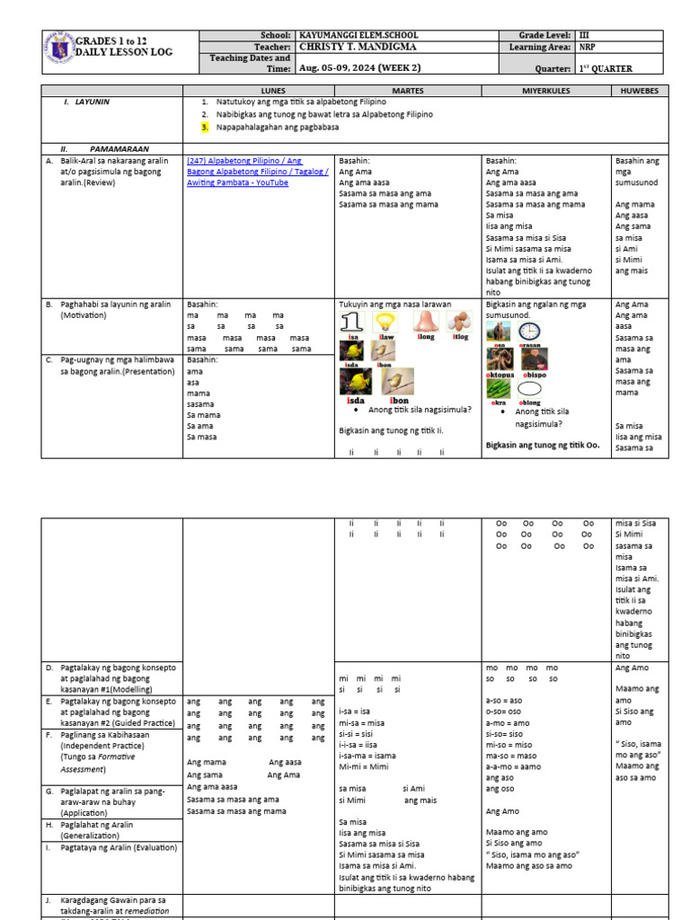 DLL NRP Q1 W2 Struggling | PDF