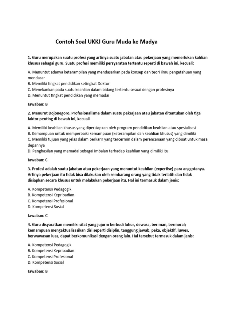 Contoh Soal UKKJ Guru Muda Ke Madya | PDF